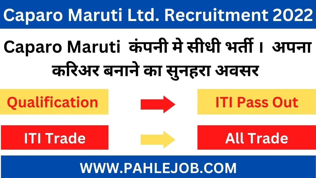 Caparo Maruti Recruitment 2022 : कपारो मारुति कम्पनी में सीधी भर्ती ...